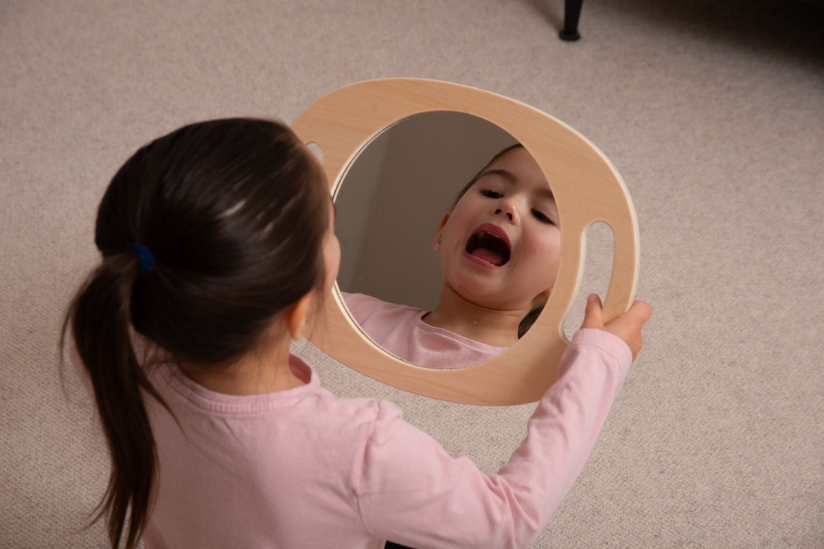 TickiT Large Hand Held Wooden Mirror | Good Little Egg | Educational ...
